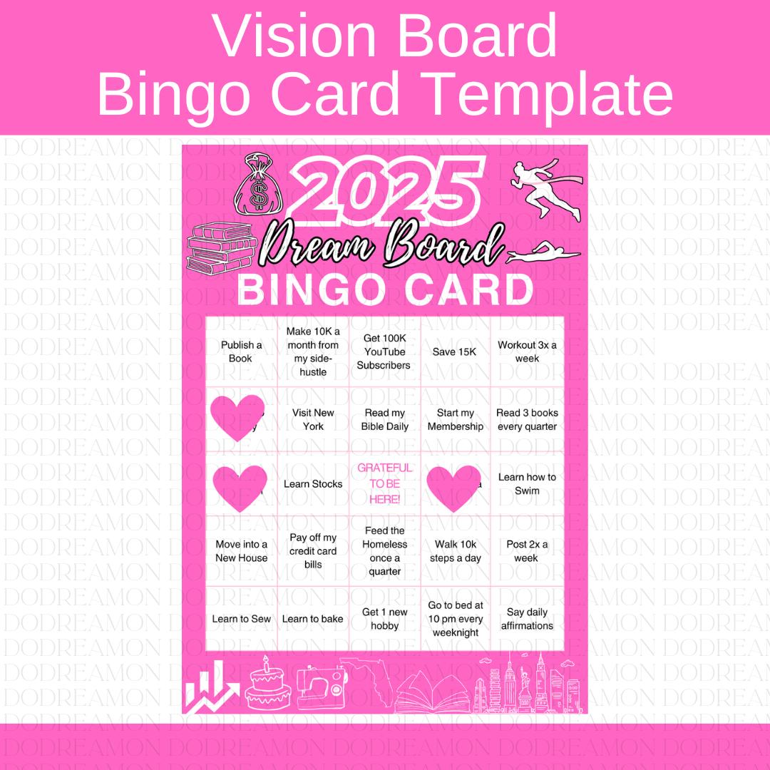 2025 Vision Board Bingo Card Template - Etsy