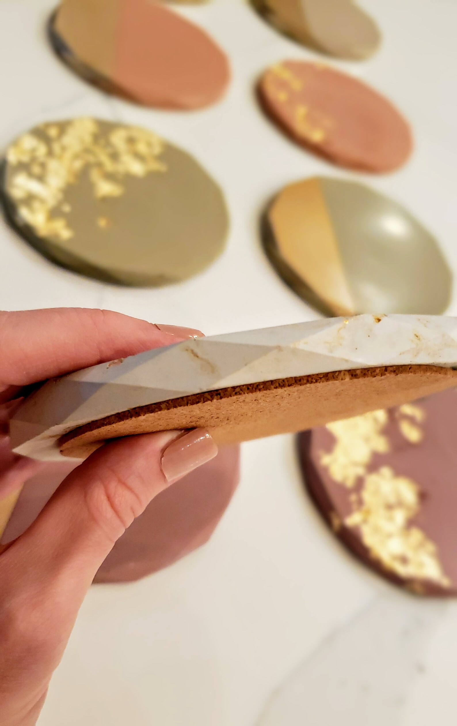 Cement Coasters Extra Large Coasters Gold Flakes in Marble - Etsy