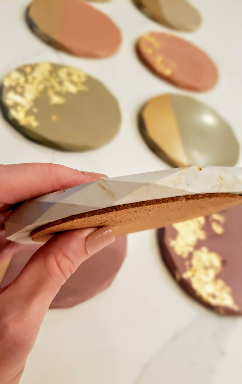 Cement Coasters Extra Large Coasters Gold Flakes in Marble - Etsy