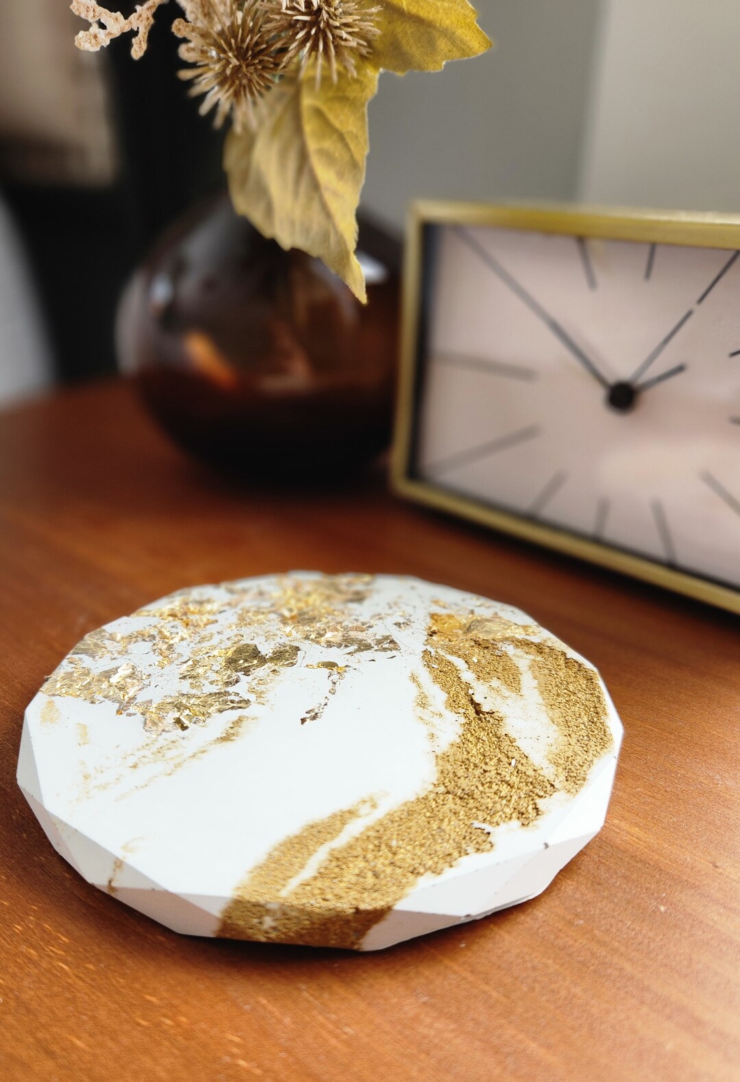 Cement Coasters Extra Large Coasters Gold Flakes in Marble or Color - Etsy