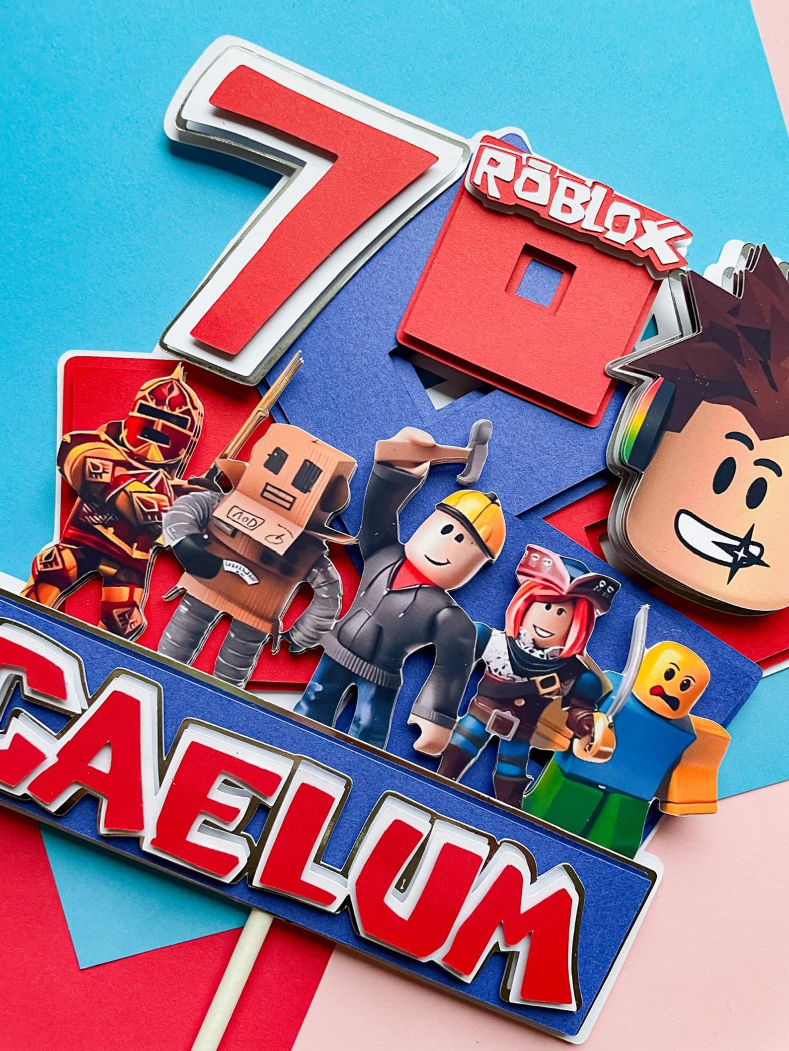 Roblox Cake Topper, Personalized Cake Topper, Roblox Theme Party ...
