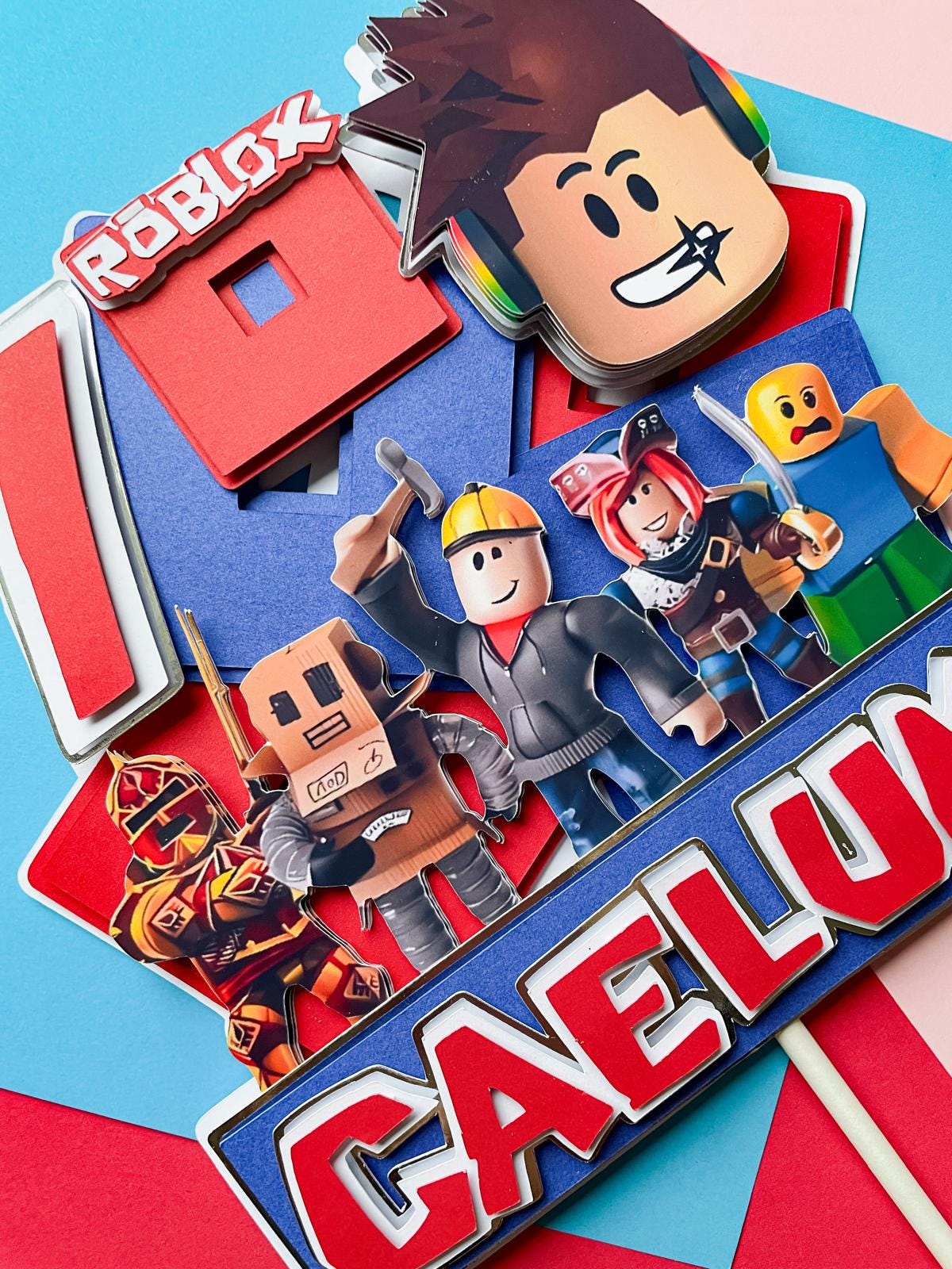 Roblox Cake Topper, Personalized Cake Topper, Roblox Theme Party ...