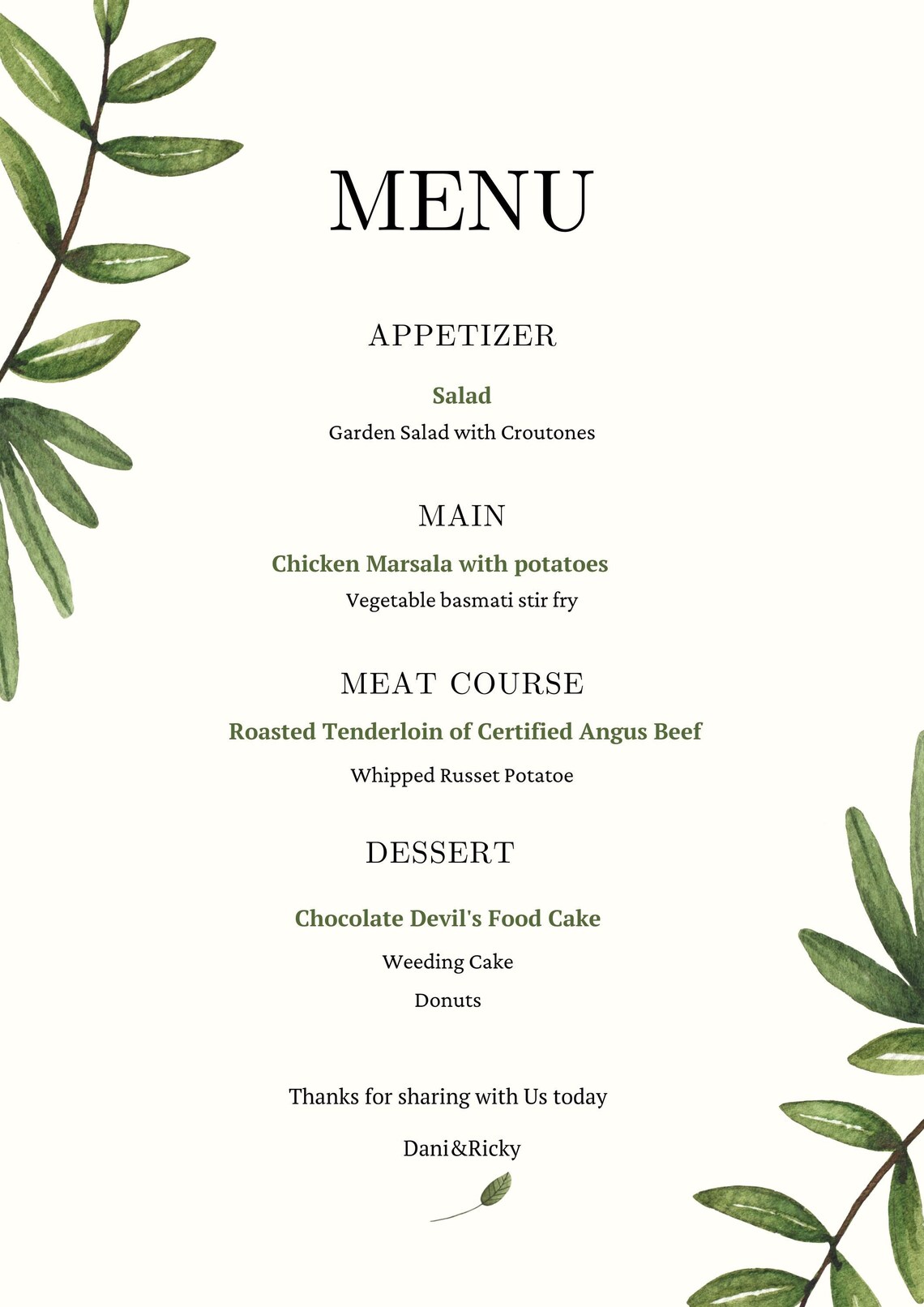 Modern Wedding Menu Template, Modern Wedding Menu, Wedding Menu ...
