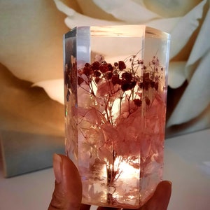 Custom Made Resin Lamp / Real Dried Flowers With Resin Lamp / - Etsy