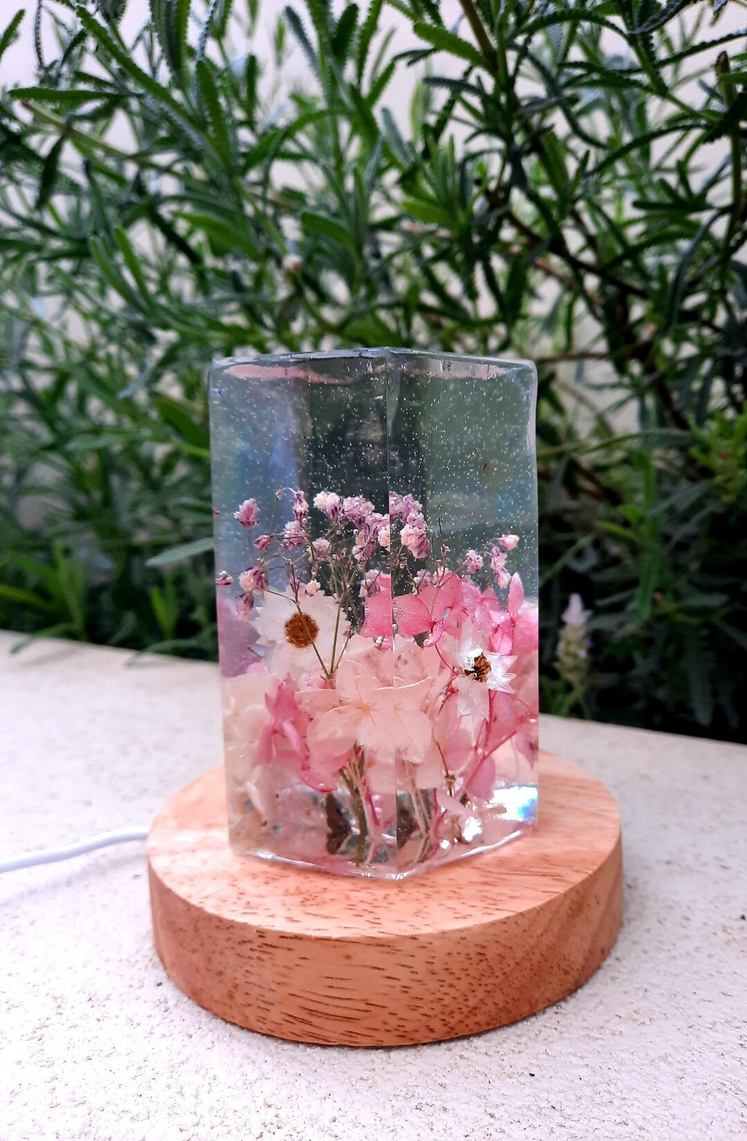Custom Made Resin Lamp / Real Dried Flowers With Resin Lamp / - Etsy