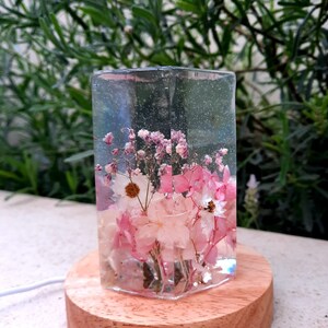 Custom Made Resin Lamp / Real Dried Flowers With Resin Lamp / - Etsy