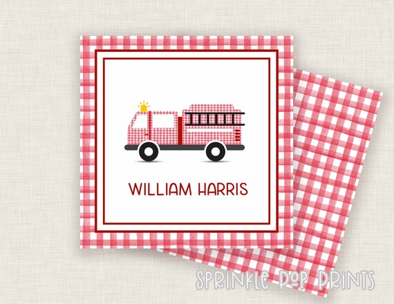 Red Fire Engine Firetruck Printable Enclosure Card Gift | Etsy