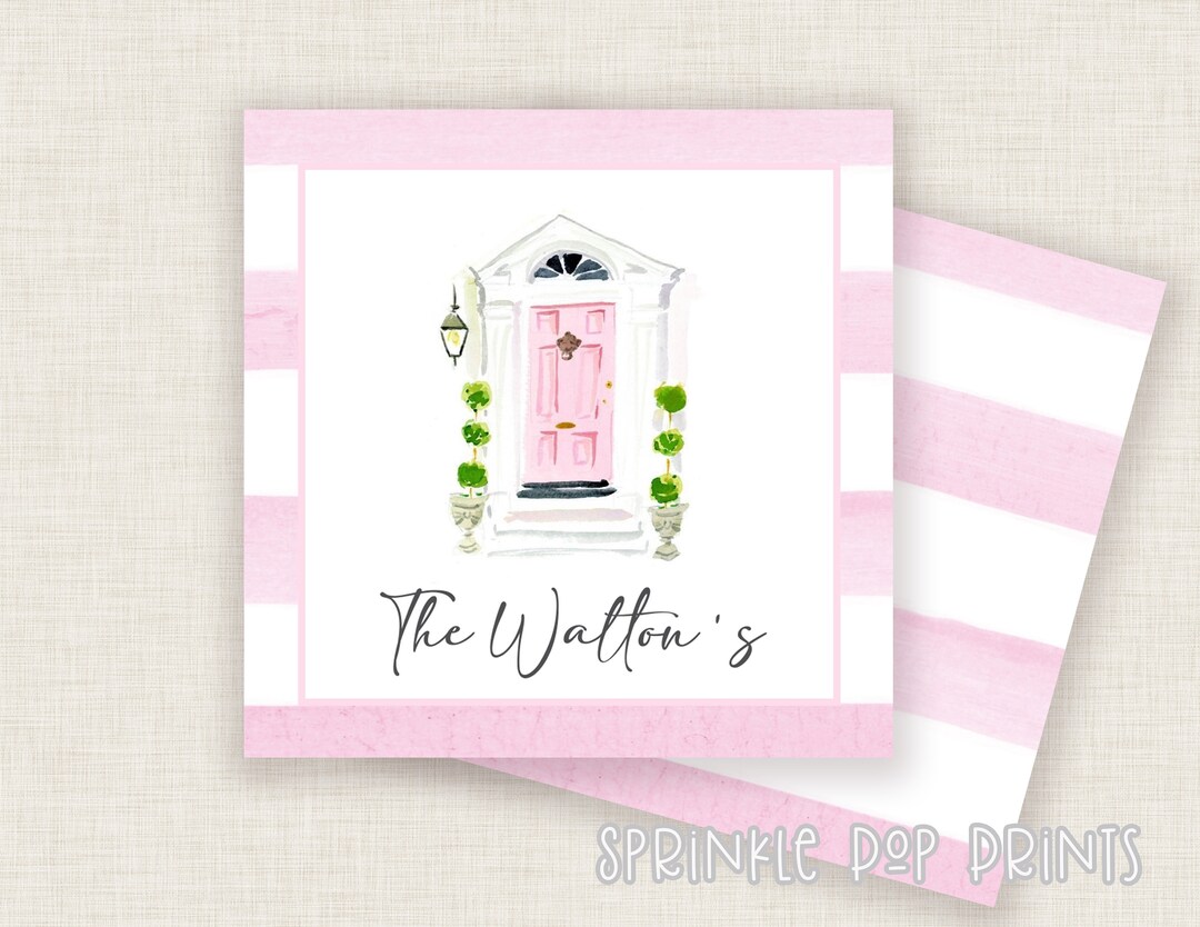 Pink Stripes | Pink Door | Printable Enclosure Card | Gift Tag | Custom ...