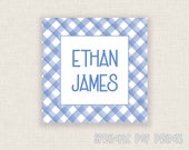 Blue Watercolor Gingham Printable Enclosure Card Gift Tag - Etsy