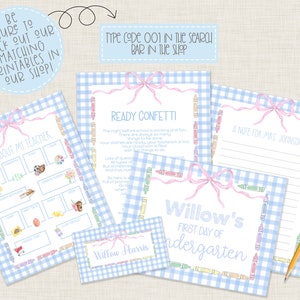 001 Blue Gingham First Day of School Sign Watercolor First Day of ...