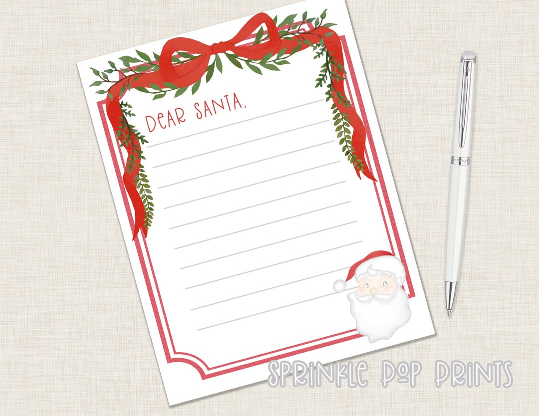 Letter to Santa Printable Red Santa Claus Letter Kit Watercolor ...