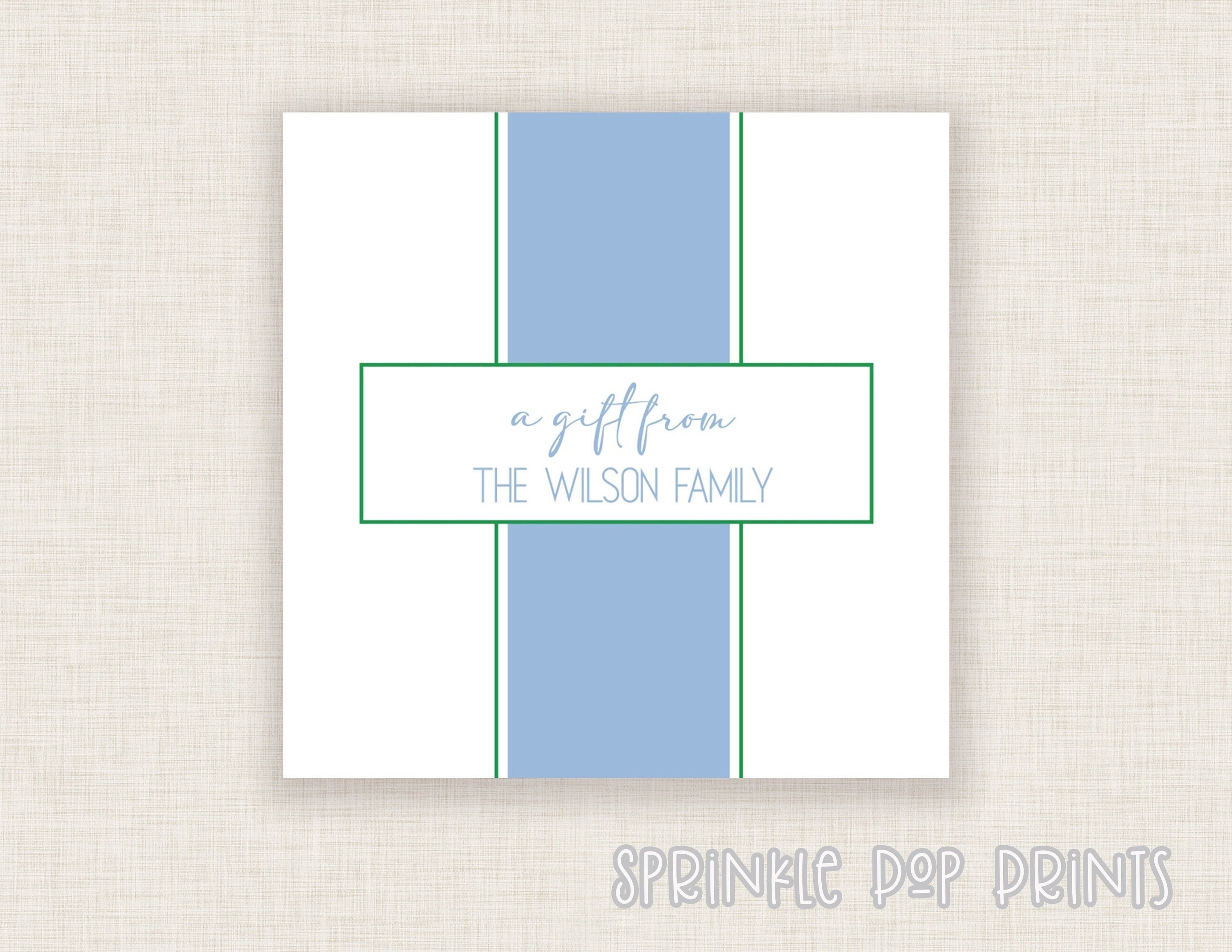 Baby Blue Green Preppy Design Printable Enclosure Card Gift Tag Custom ...