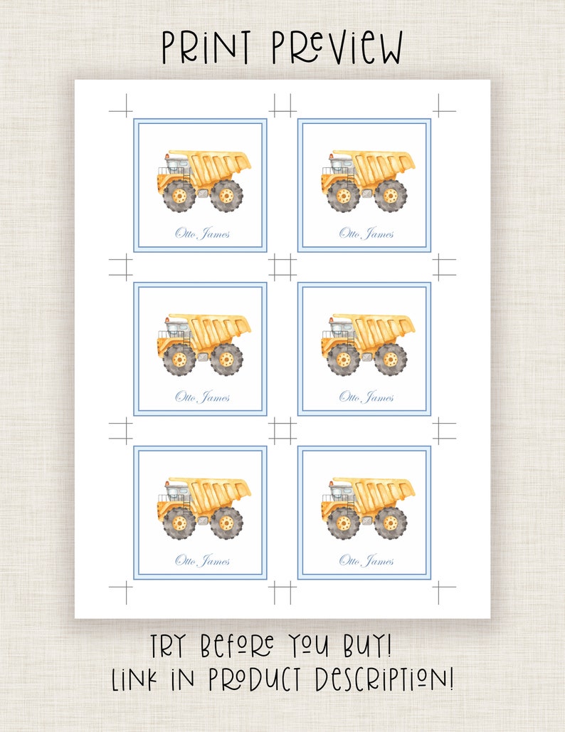 Dump Truck | Printable Enclosure Card | Gift Tag | Custom Cards ...
