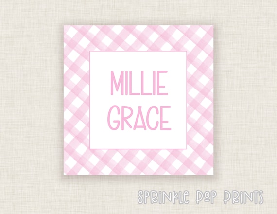 Pink Watercolor Gingham Printable Enclosure Card Gift Tag - Etsy