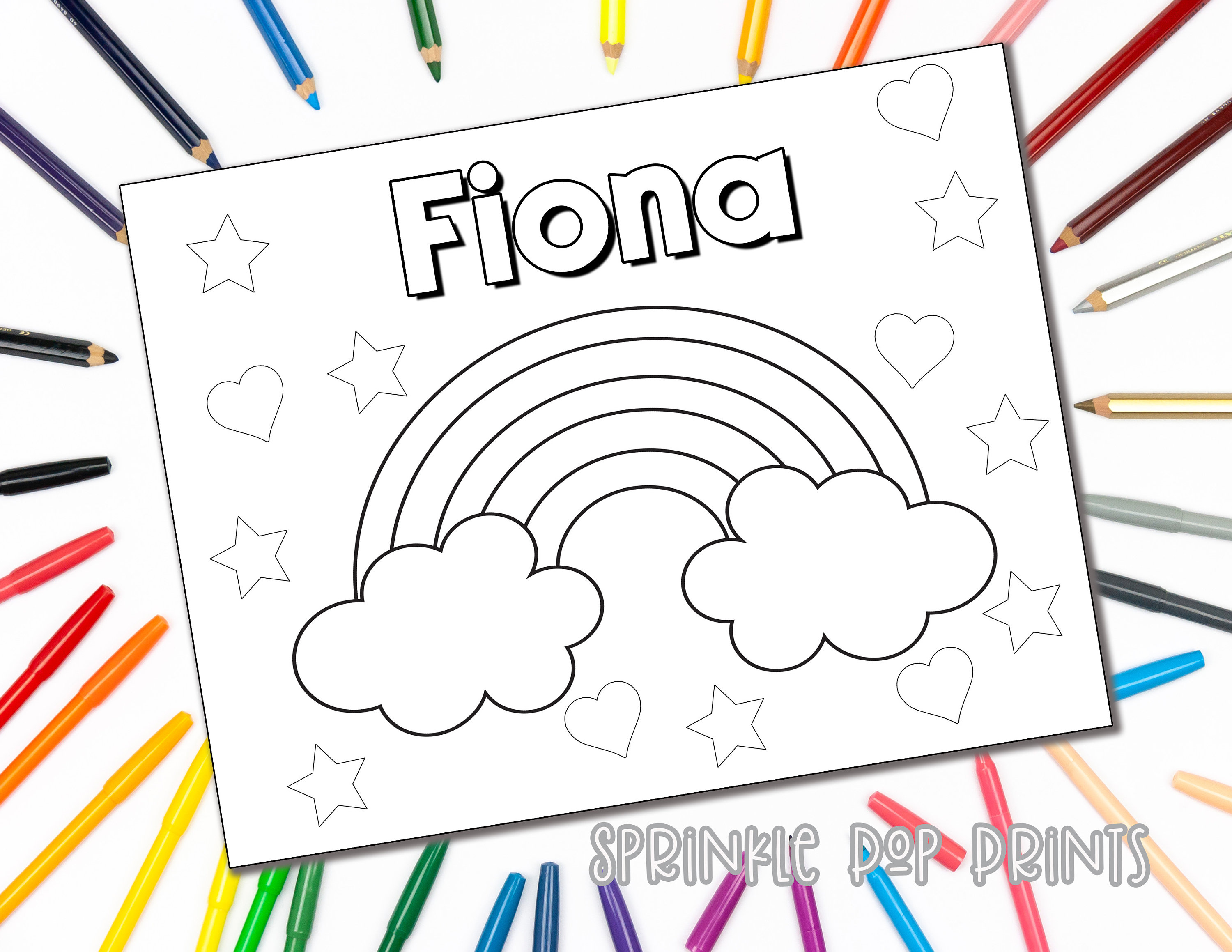 Rainbow Personalized Coloring Page You Edit INSTANT DOWNLOAD Custom ...
