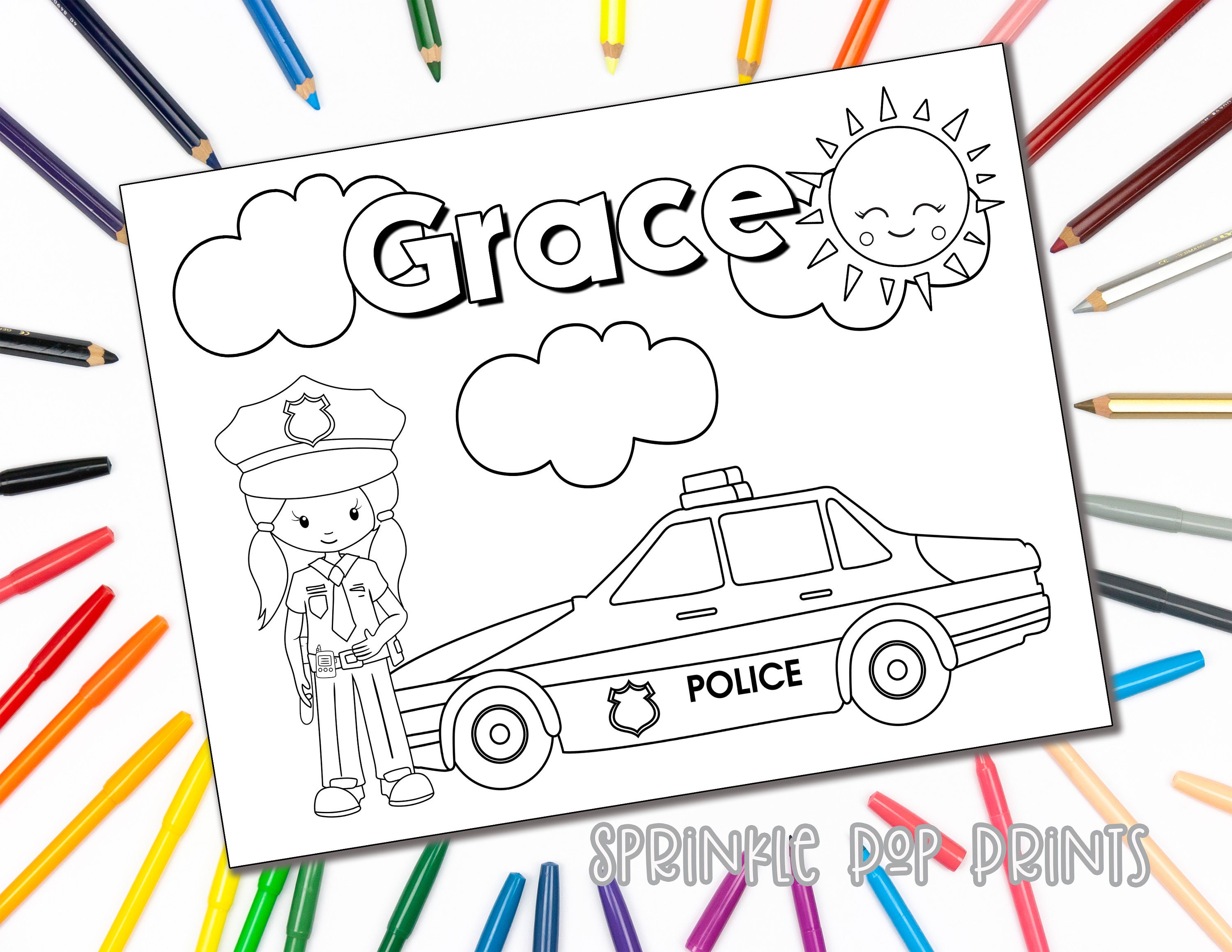 Police Woman Coloring Page