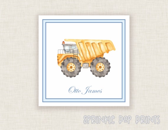 Dump Truck Printable Enclosure Card Gift Tag Custom | Etsy