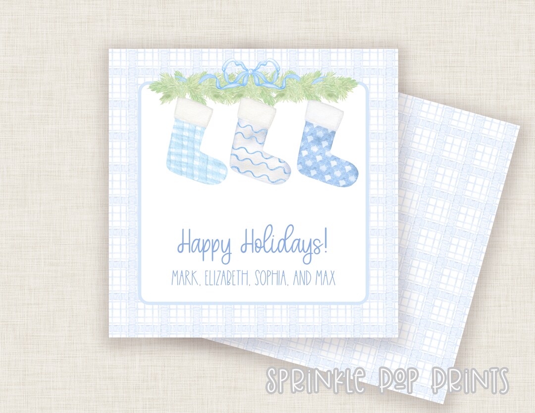 Printable Christmas Gift Tag Blue Stockings Printable Christmas ...