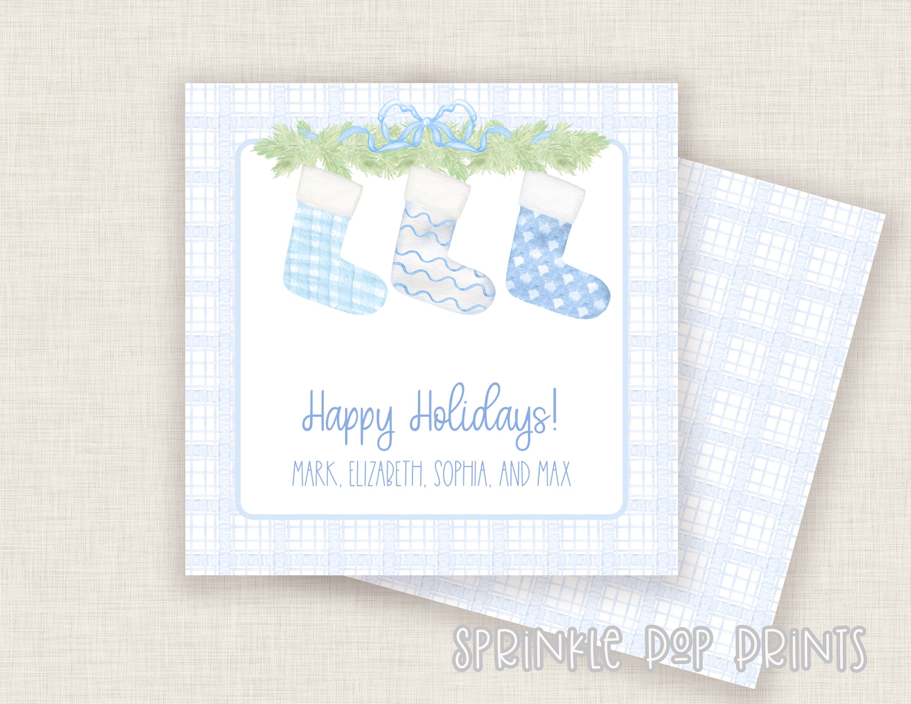 Printable Christmas Gift Tag Blue Stockings Printable Christmas ...