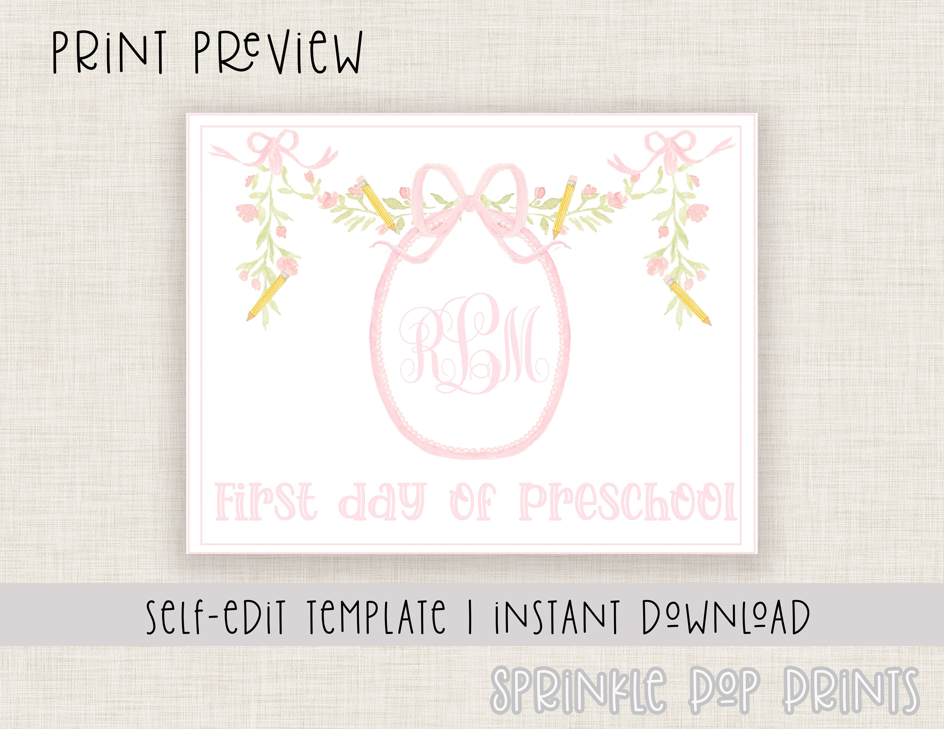 Floral Frame First Day of School Sign | Watercolor First Day of School ...