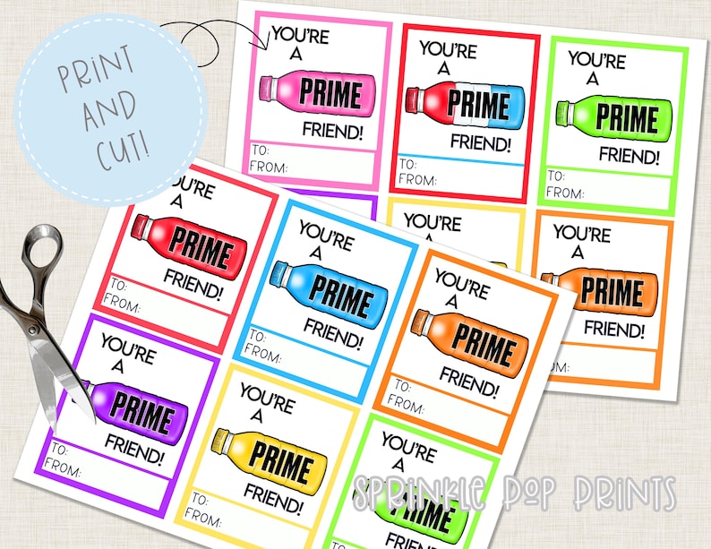 Printable Prime Valentines Day Cards for School | 12 Designs | Instant ...