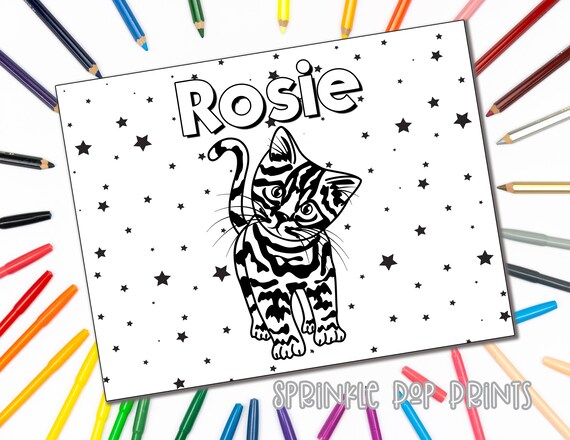 Star Cat Personalized Coloring Page You Edit INSTANT | Etsy
