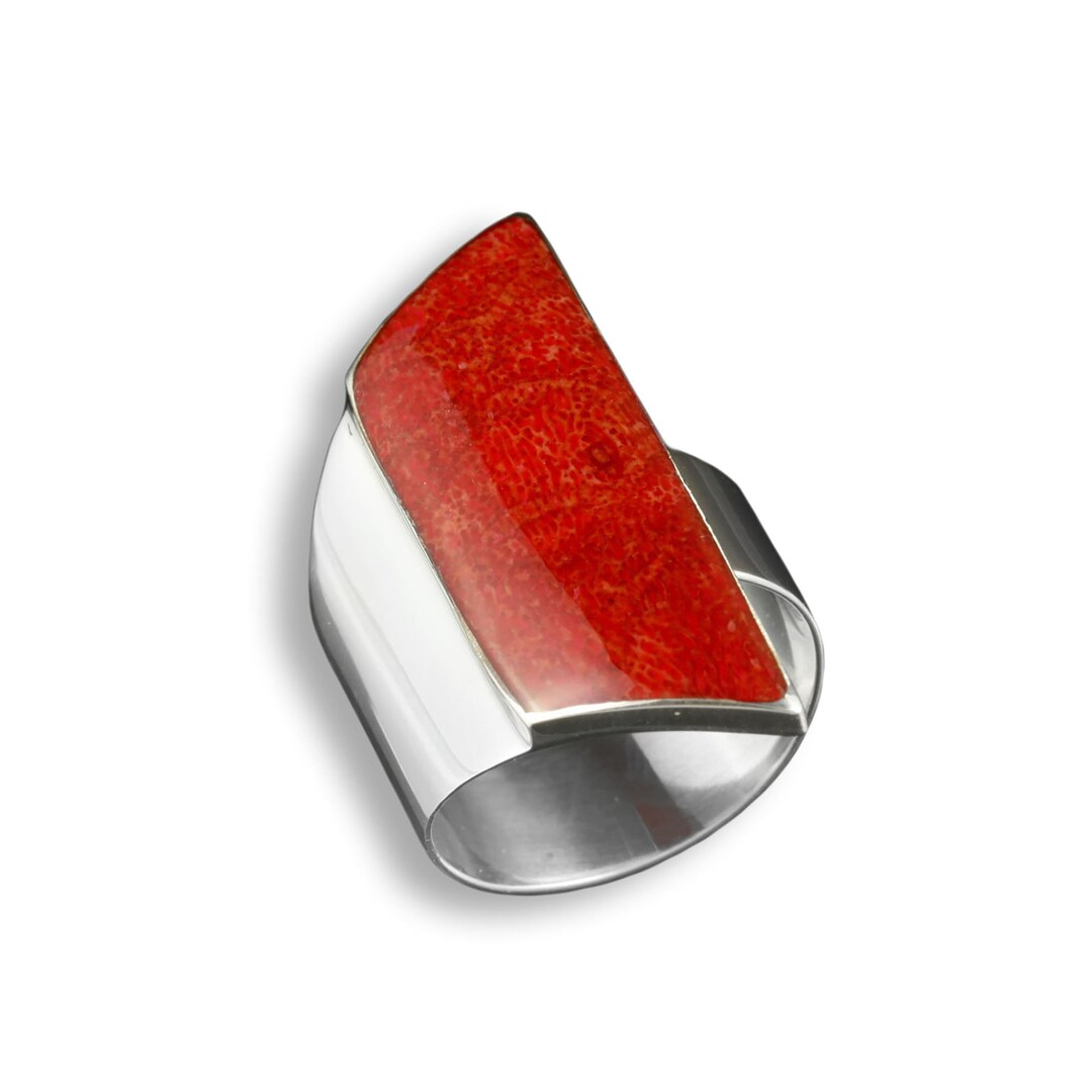 925 Silver Ring Red Stone Ladies Ring Open Adjustable - Etsy