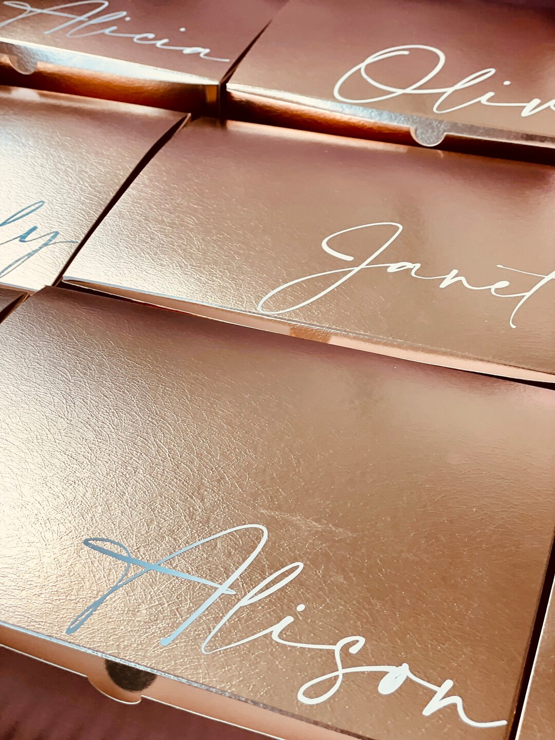 Rose Gold Personalized Bridesmaid Proposal Boxes With White Lettering ...