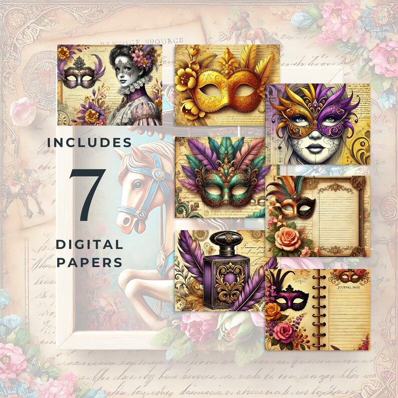 Masquerade Mask Junk Journal Paper Masquerade Journal Kit Digital ...