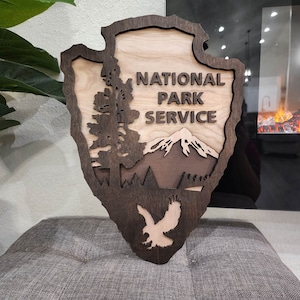 National Park Service Arrowhead - NPS Inspired Sign, Custom Layered ...