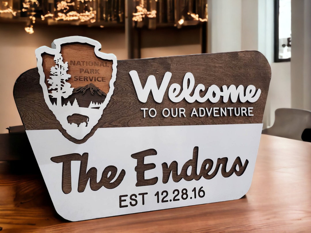 Painted National Park Service Welcome Sign - NPS Inspired Family Name ...