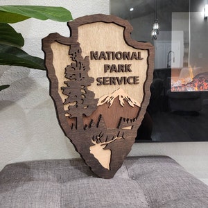 National Park Service Arrowhead - NPS Inspired Sign, Custom Layered ...