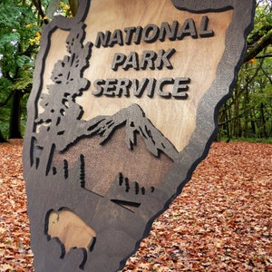 National Park Service Arrowhead - NPS Inspired Sign, Custom Layered ...