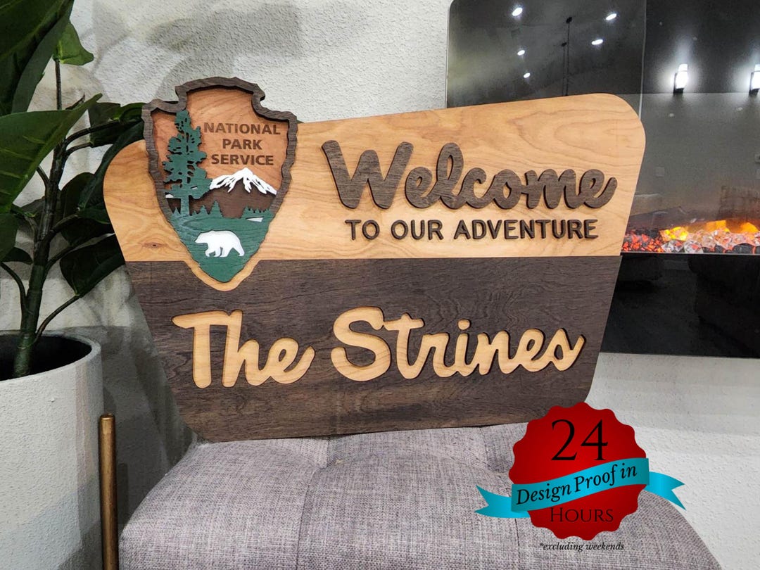 National Park Welcome Sign - Family Name Sign, Custom National Park ...