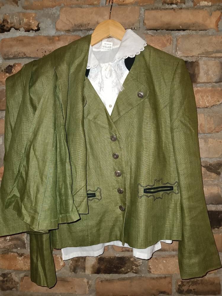 Vintage Women's Trachten Jacket and Skirt,lisa's Landhaus Linen Costume ...