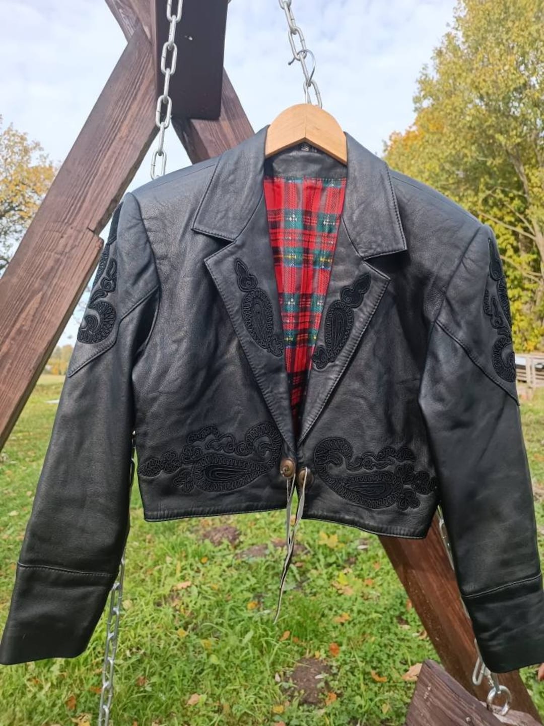 Vintage Women's Leather Jacket,1980's Style Jacket,black Echtes Leder ...