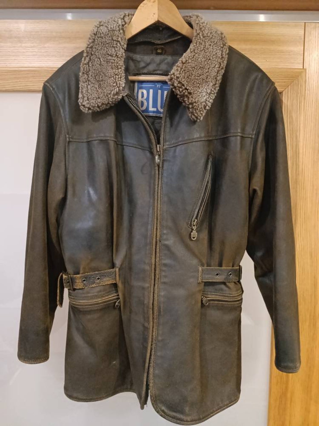 Vintage Men's Real Leather Jacket,rock'n'blue Leather Jacket,brown ...