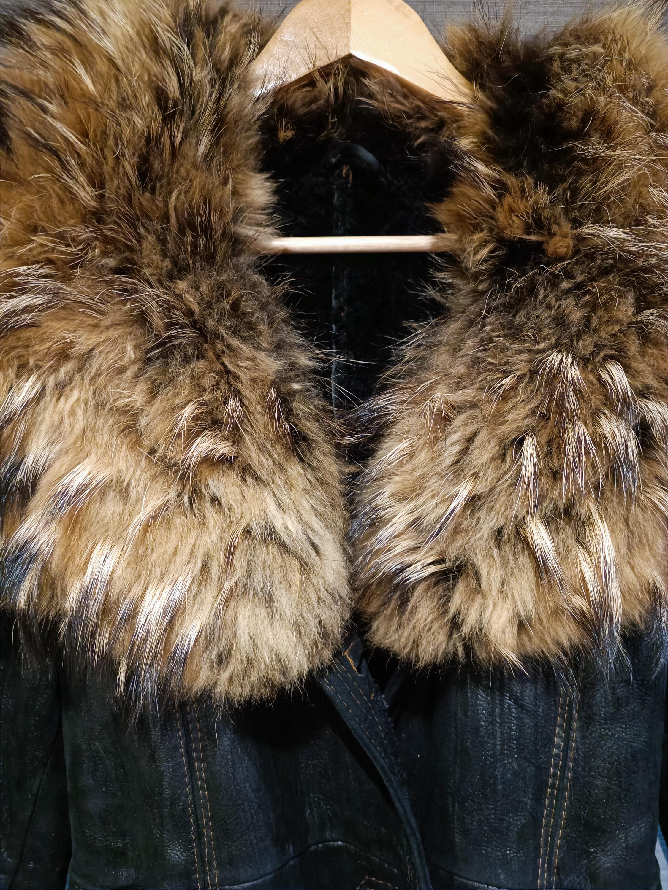 Vintage Women's Penny Lane Leather Coat,black Leather Jacket With Fur ...