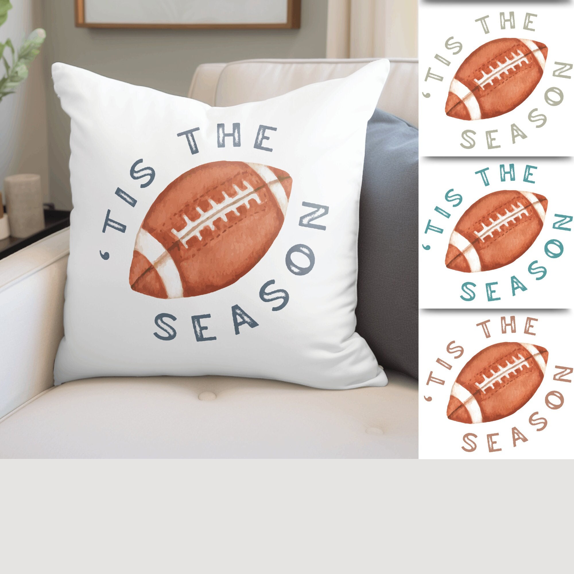 Modern Farmhouse Football Themed Throw Pillow, Stylish Football Throw ...