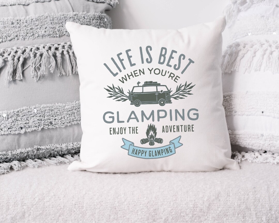 Glamping Pillow for Camper, RV Throw Pillow Décor for Cabin, Happy ...