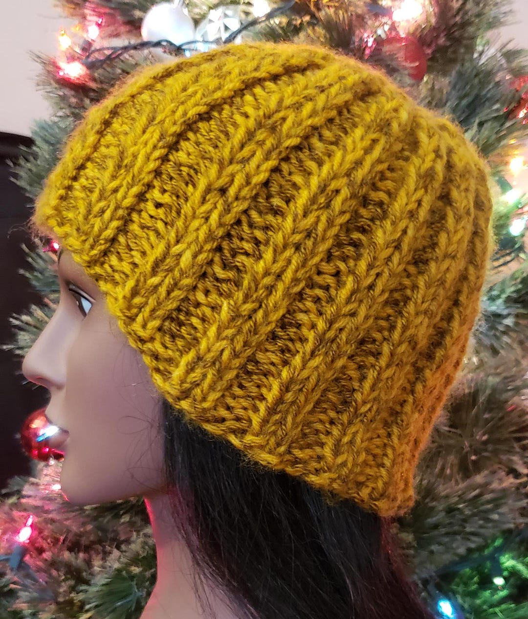 Handmade Knit Chunky Hat Beanie Style Burnt Yellow Unisex Outerwear ...
