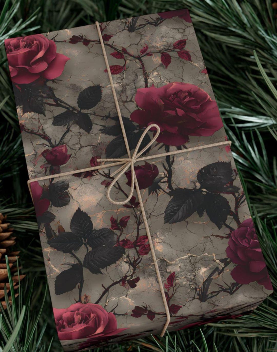 Dark Red Rose Wrapping Paper, Gothic Floral, Victorian Grunge - Etsy
