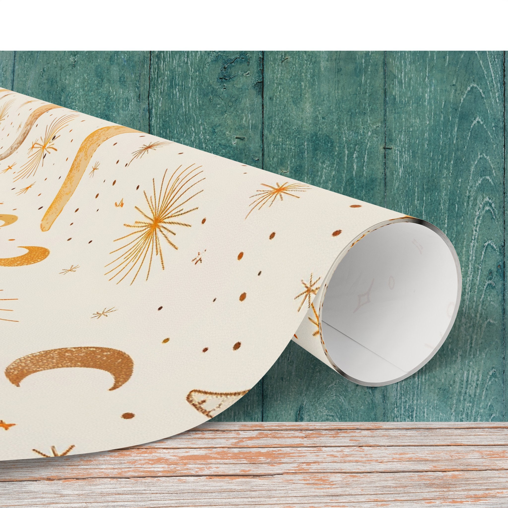 Boho Celestial Wrapping Paper, Star Moon Wrapping Paper, Mystical ...