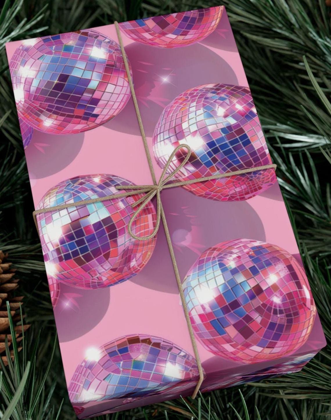 Pink Disco Ball Wrapping Paper, Y2K Party Gift Wrap - Etsy