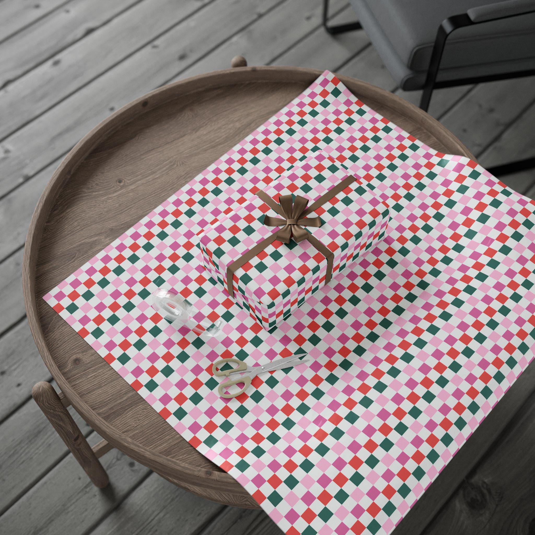 Festive Checkerboard Wrapping Paper,christmas Giftwrap,preppy Chic ...