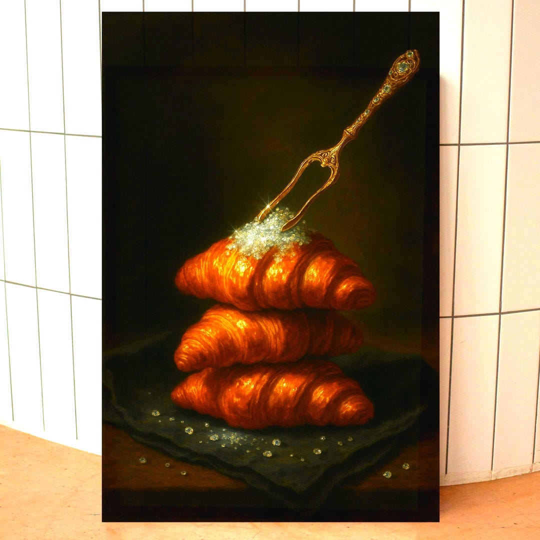 Bakery Wall Art, Croissant Themed Gift, French Breakfast Wall Art ...