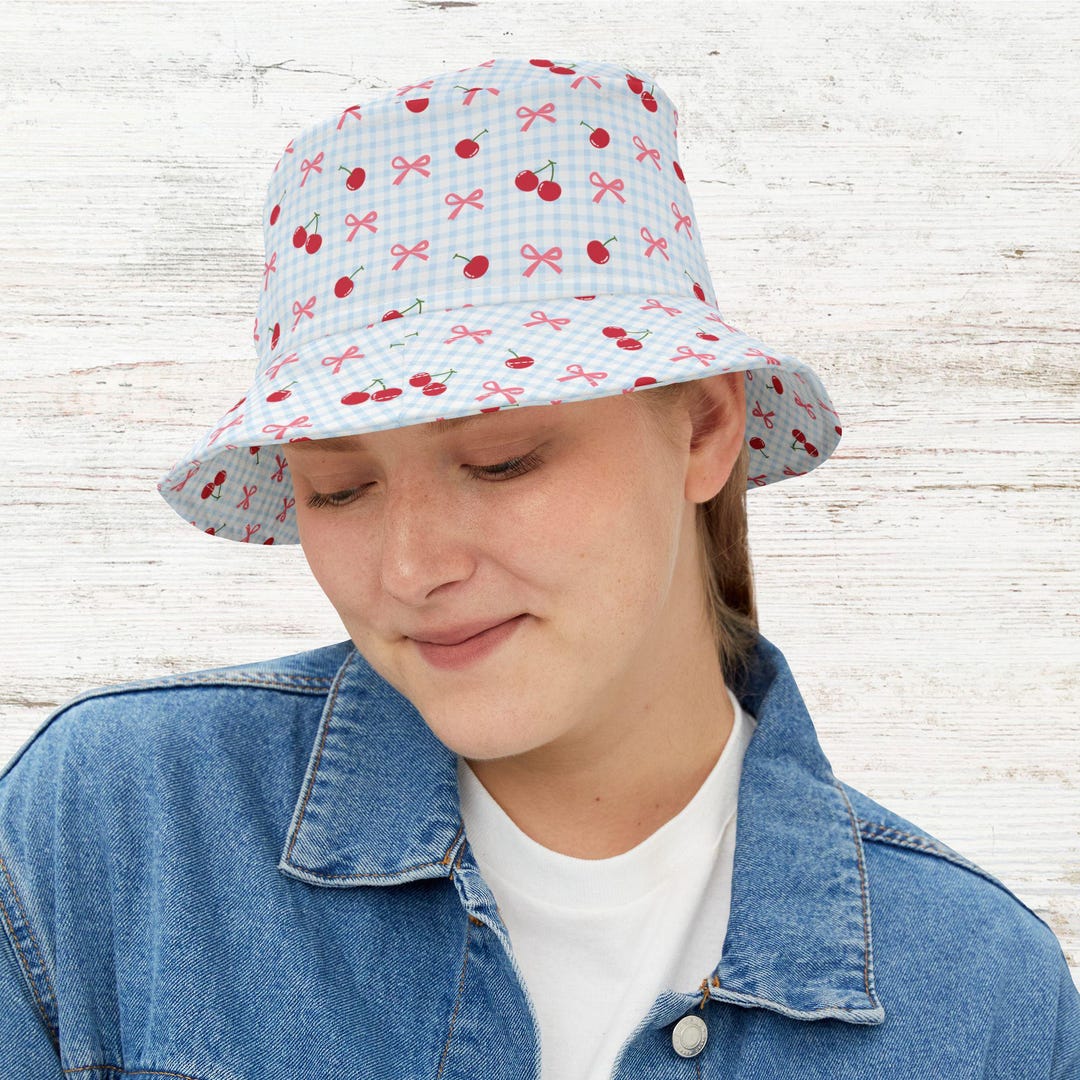 Cherry Coquette Bucket Hat,summer Hat,cute Accessories,cherry Print ...