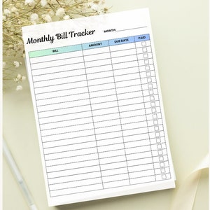 Editable Monthly Bill Tracker, Monthly Bill Log, Bill Planner, Bill ...