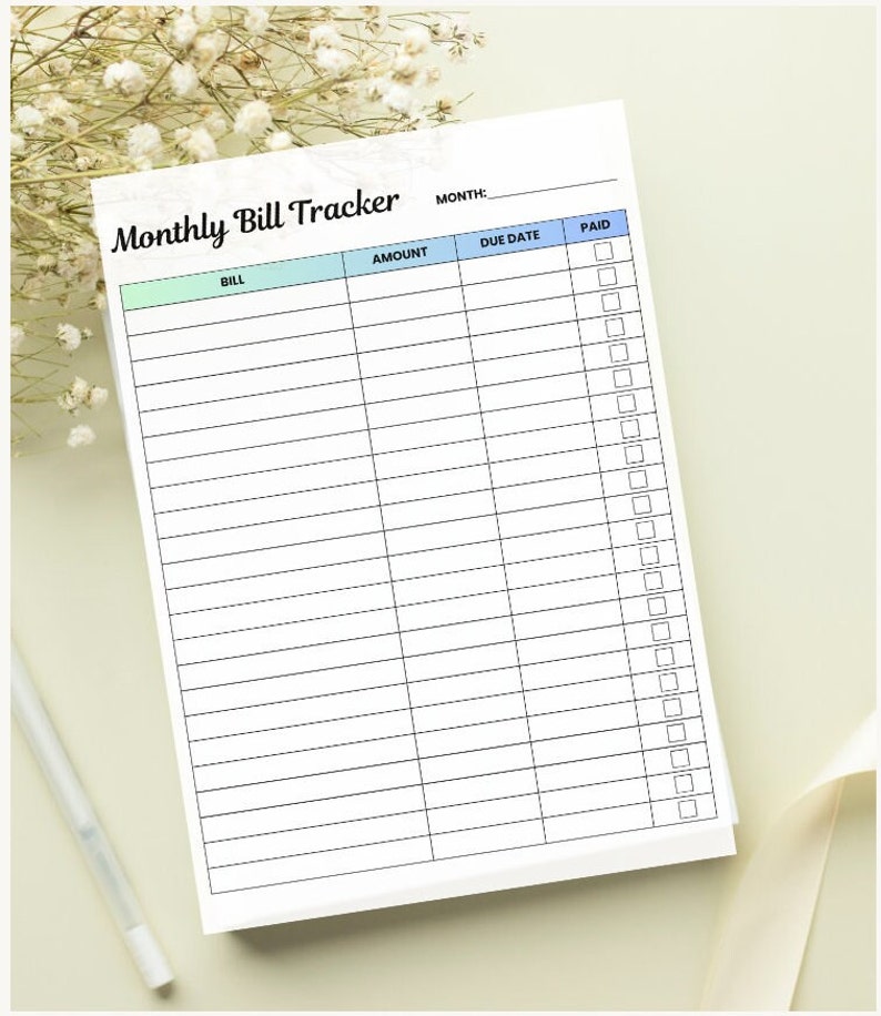 Editable Monthly Bill Tracker, Monthly Bill Log, Bill Planner, Bill ...