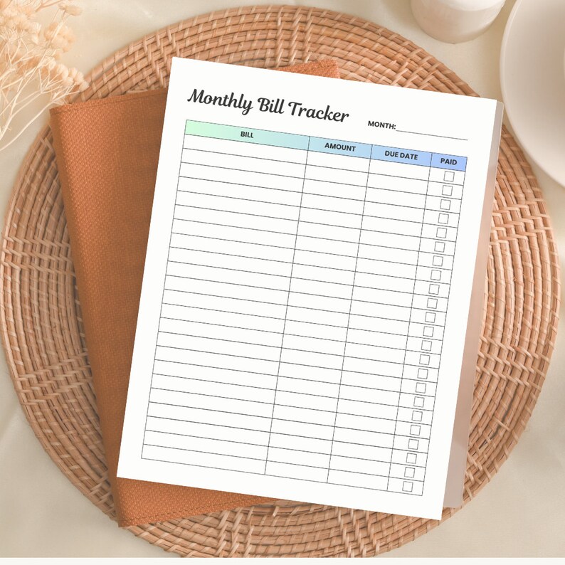Editable Monthly Bill Tracker, Monthly Bill Log, Bill Planner, Bill ...